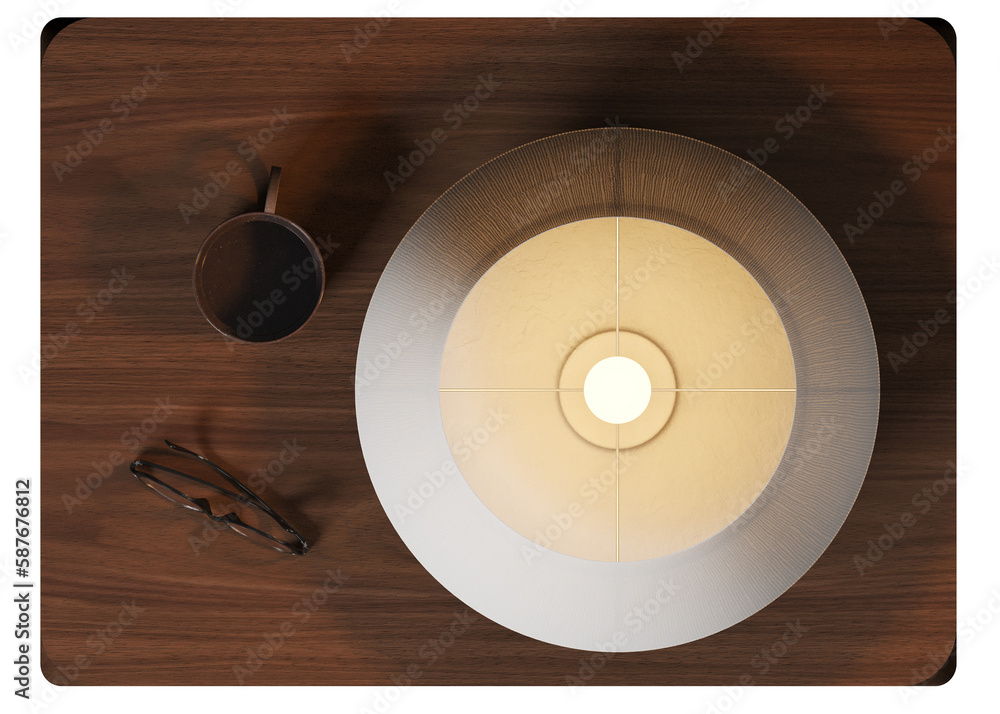 Top view of bedside table with lamp ภาพถ่ายสต็อก | Adobe Stock