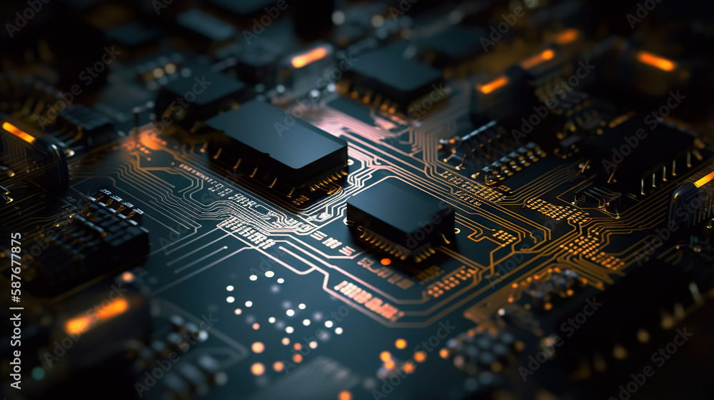Microprocessor And Cpu Technology Background Main Microchip On The Motherboard Based On