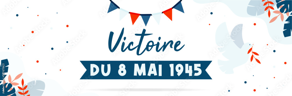 Vetor de Victoire du 8 mai 1945 - Bannière autour de la fin de la ...