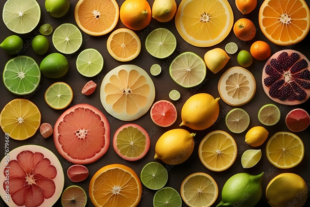 Fruit colorful background. Neural network AI generated art Stock ...