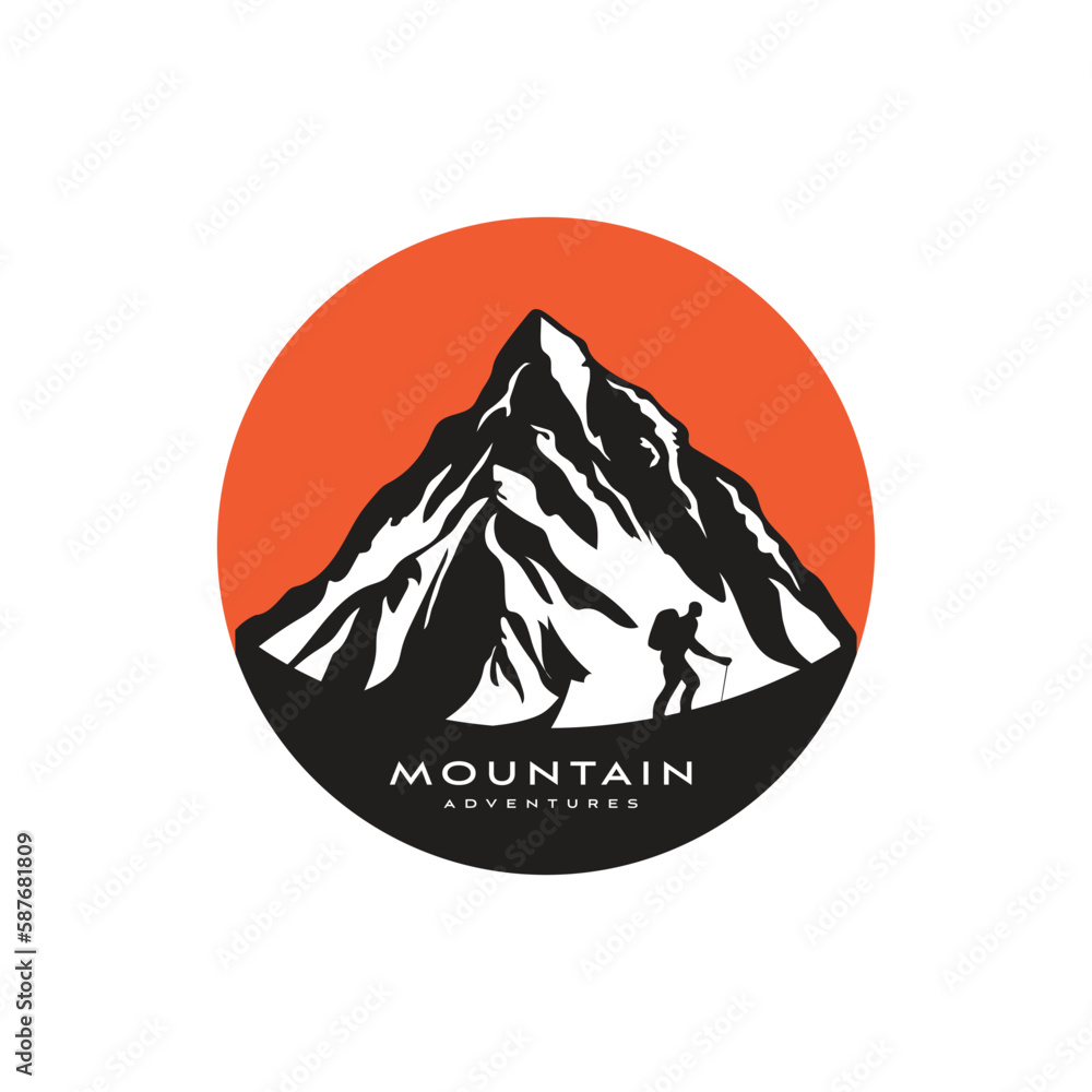 mountain emblem logo design isolated white background. vector ...
