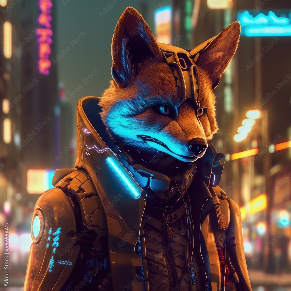 cyberpunk star fox, portrait shot, hyper realistic, star fox cyberpunk ...
