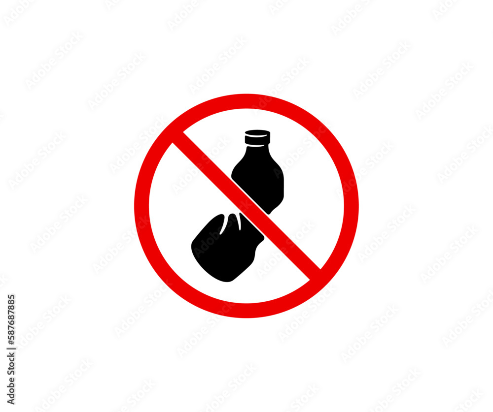 Prohibition sign and symbol, do not litter and don't throw away plastic ...