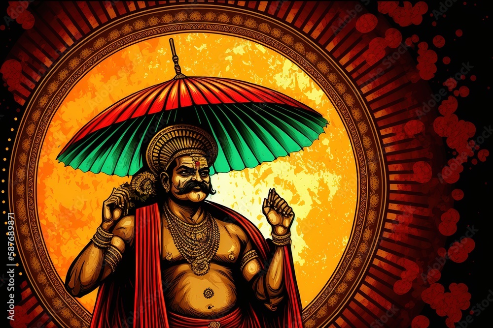 illustration of King Mahabali umbrella in celebration background for ...
