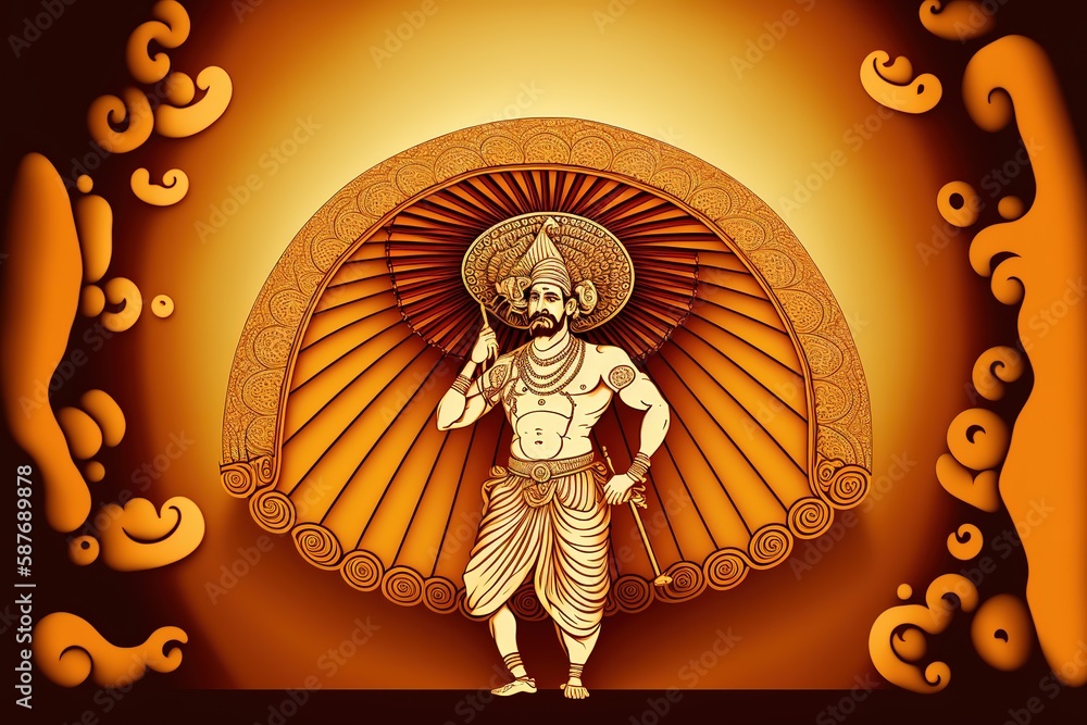 illustration of King Mahabali umbrella in celebration background for ...
