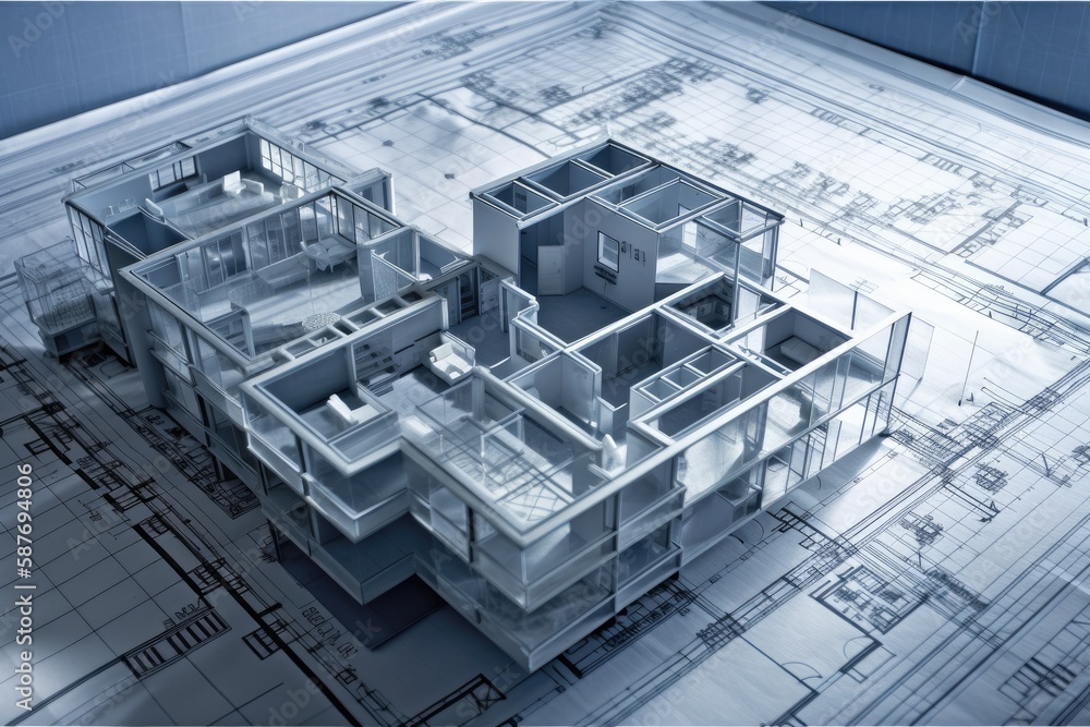 house blueprint on top of a blueprint background. Generative AI Stock ...