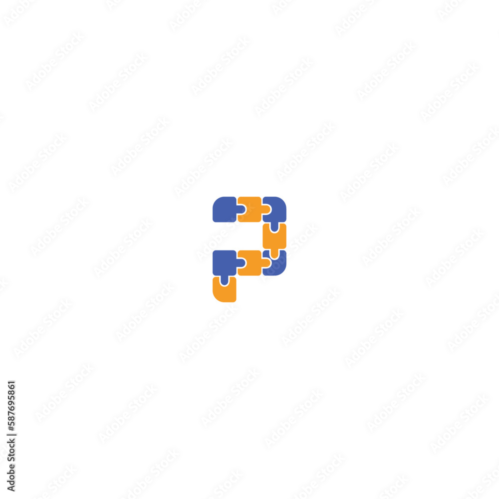 Letter P puzzle simple logo for business, icon, web, symbol, puzzle ...