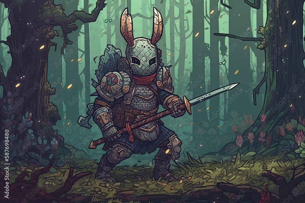 White rabbit in the garden. AI generated art illustration. Stock ...