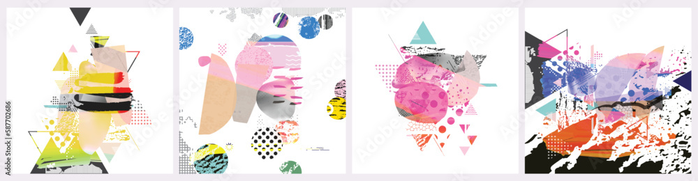 Colorful abstract geometric shapes and lines composition. Abstraction ...