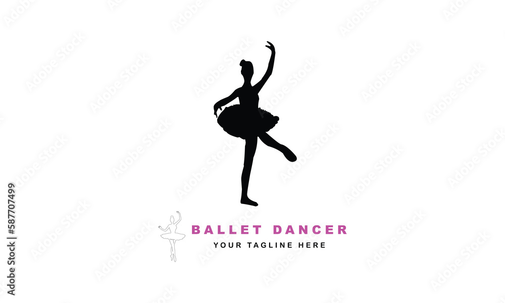 Logo for a ballet or dance studio. Silhouette of a young girl dancer ...