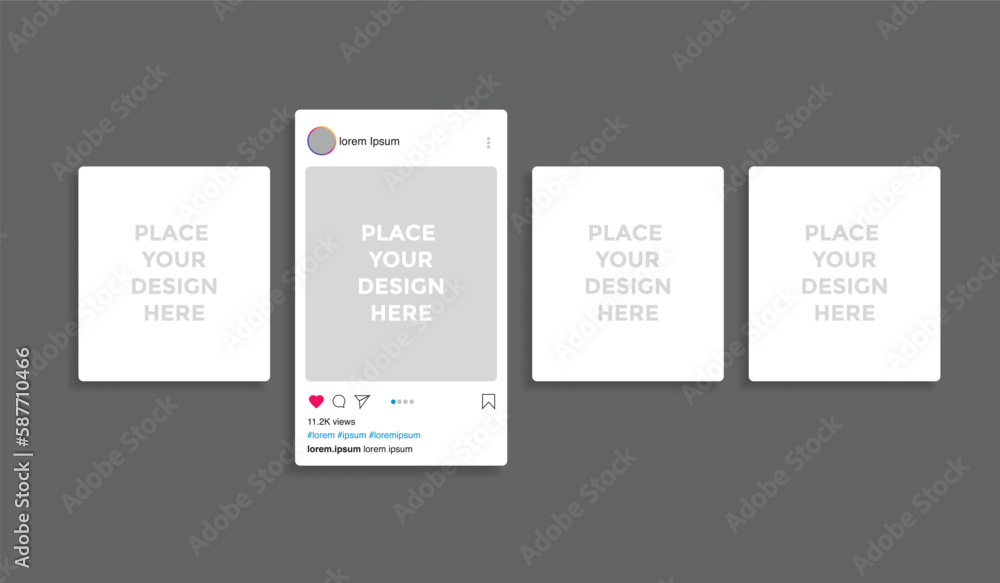 Smartphone social media carousel post mockup. App interface of moving ...