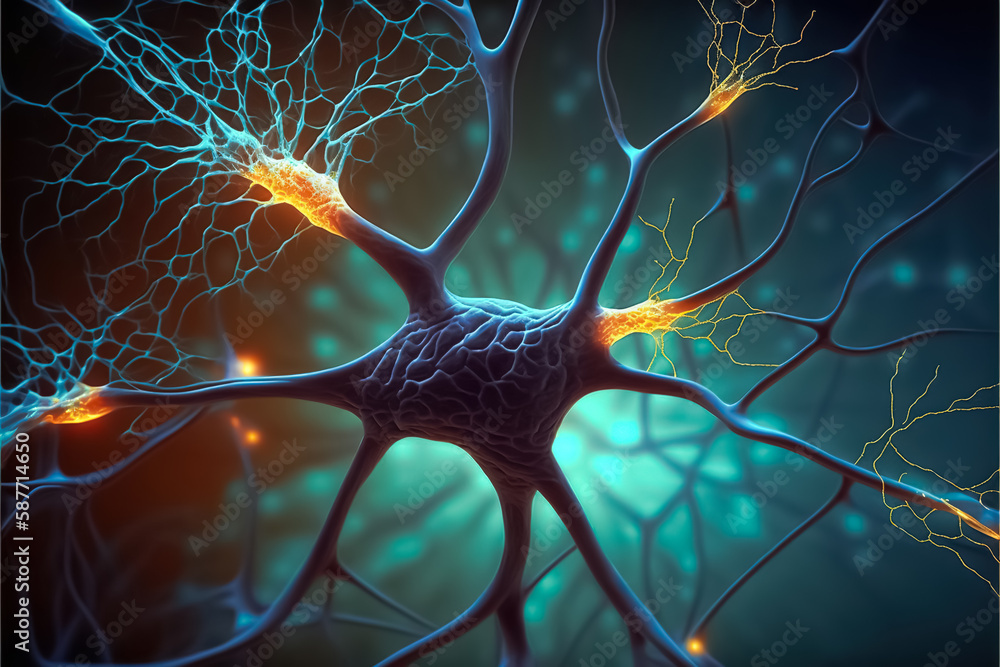 Neuron network brain cells. Human nervous system and brain activity ...