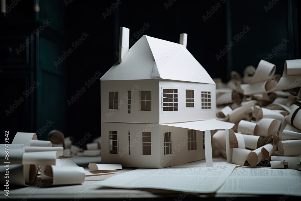 paper house on black background , ai generated Stock Illustration ...
