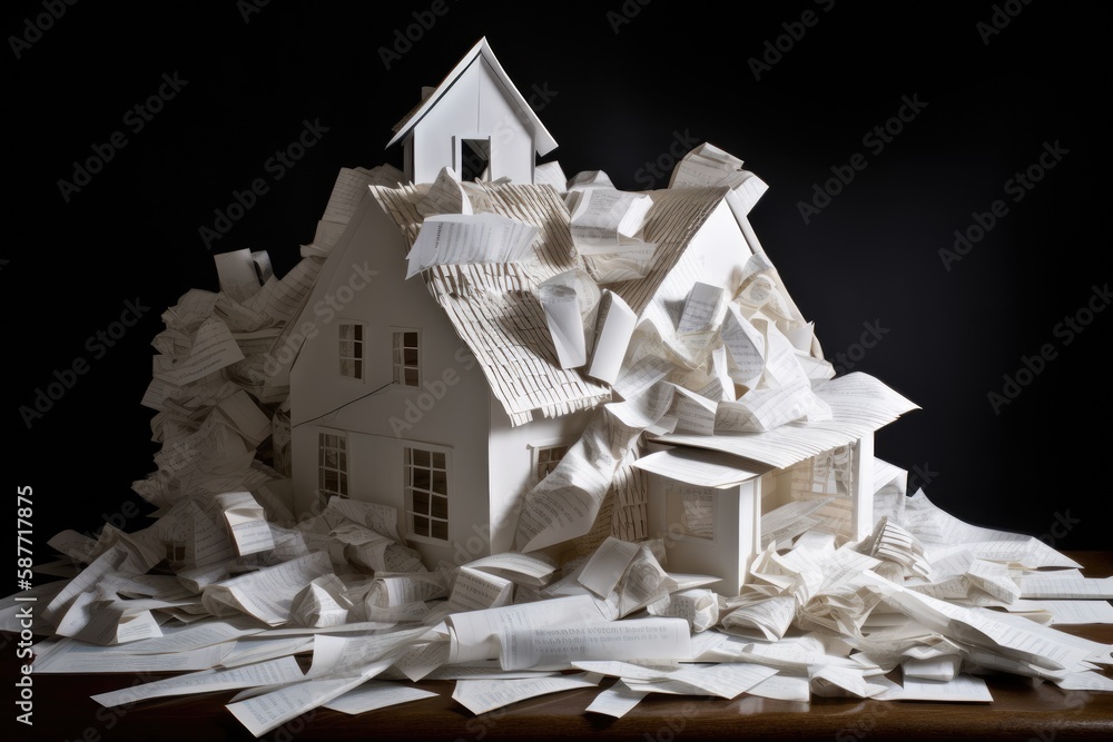 paper house on black background , ai generated Stock Illustration ...