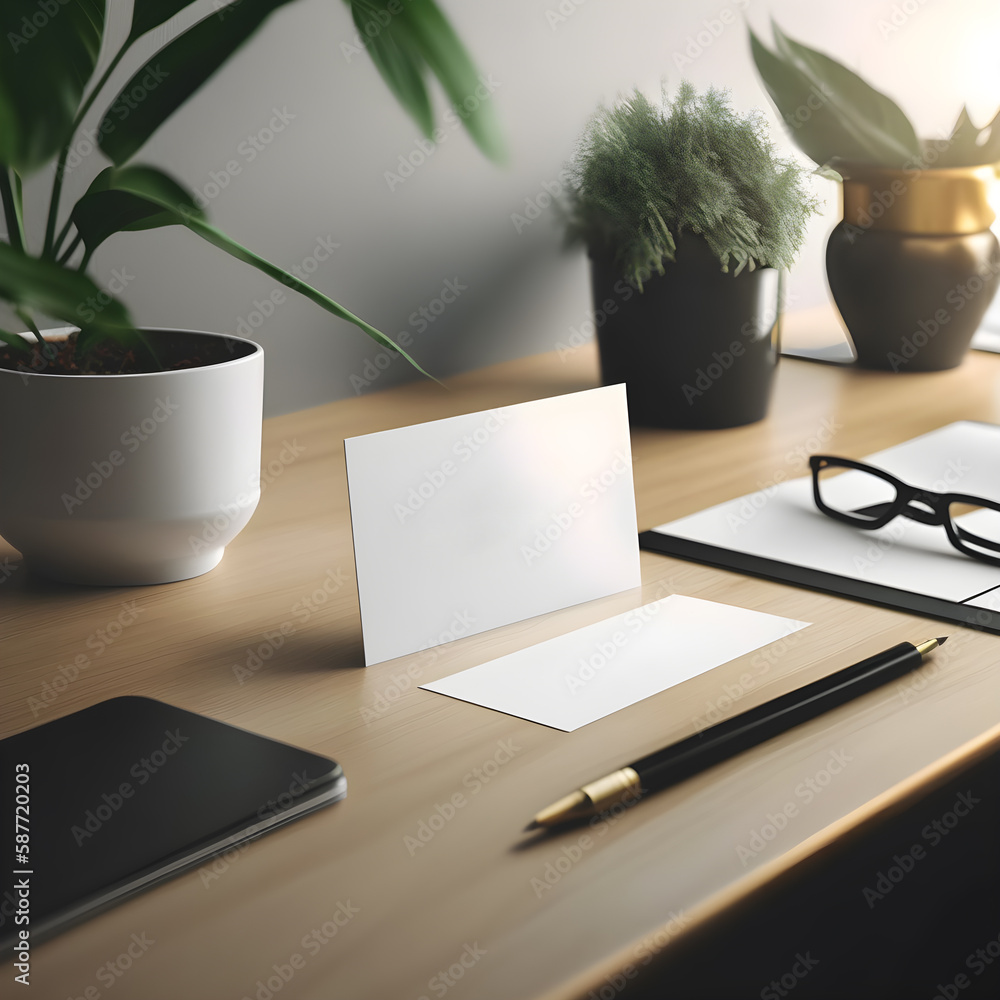 blank visit card, visit card mockup, blank visit card on the office ...