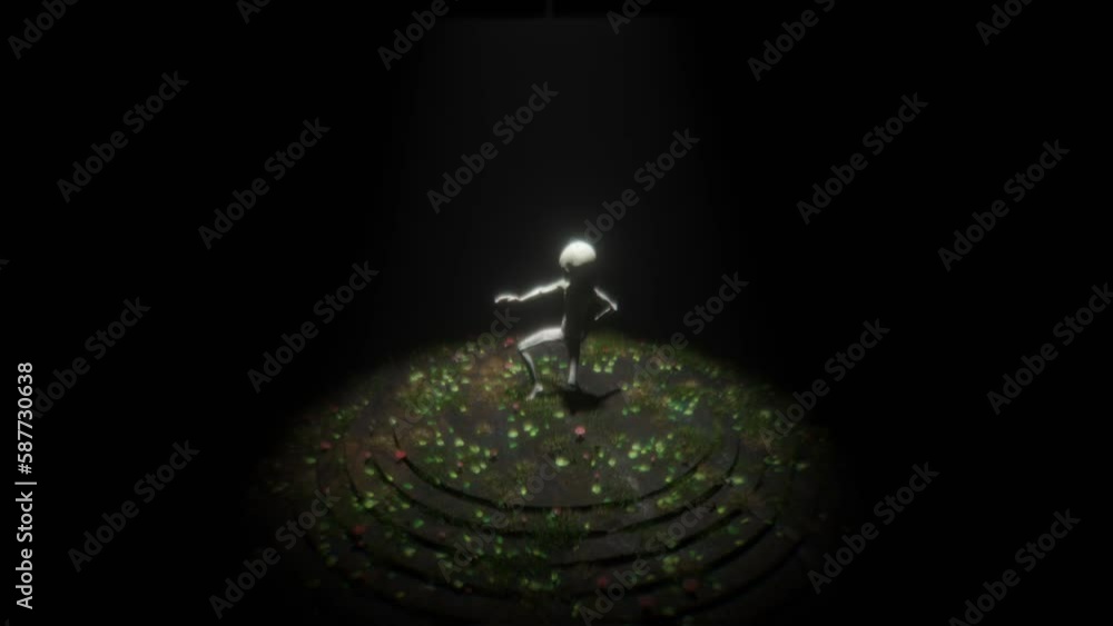 Extraterrestrial creature Dancing with spotlight high bpm with dark ...