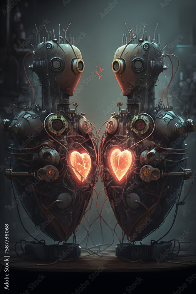 Twins with atomic heart, robotic twins, mech twins Stock イラスト | Adobe Stock