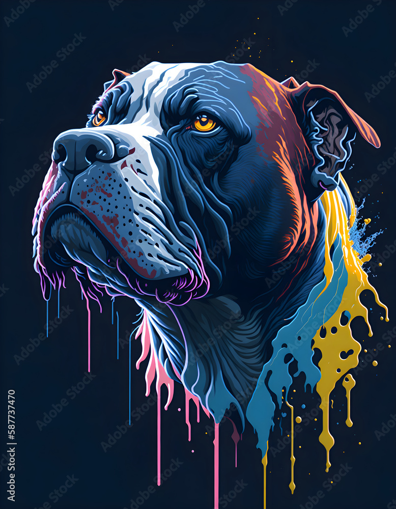 Default Splash art an american bully head white background roaring ...
