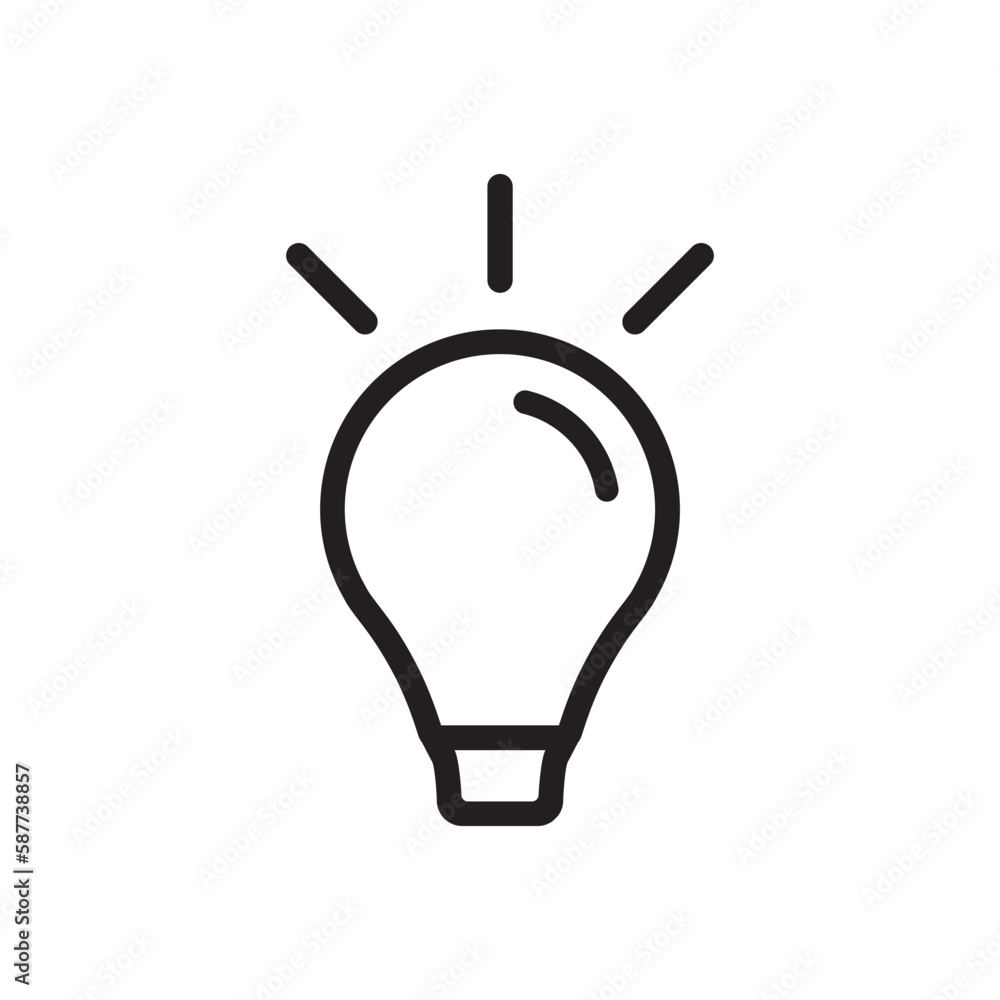 Bulb vector icon. Idea flat sign design. Bulb lamp symbol pictogram ...