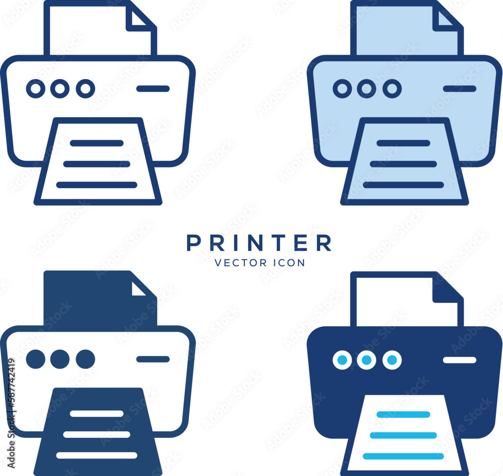 Printer scanner icon, Printer flat icon filled, outline, line and ...