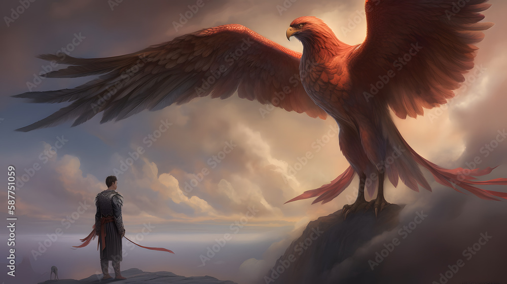 Phoenix soaring over cliff in stunning fantasy artwork by Christophe ...