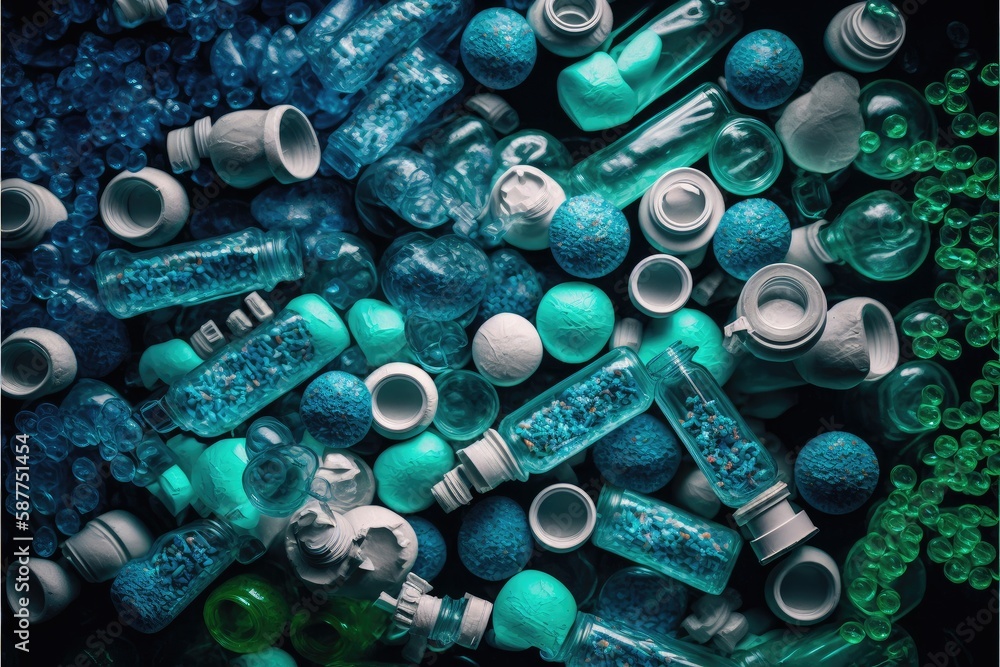 Concept of plastic recycle with blue bottle background. Inspiration of ...