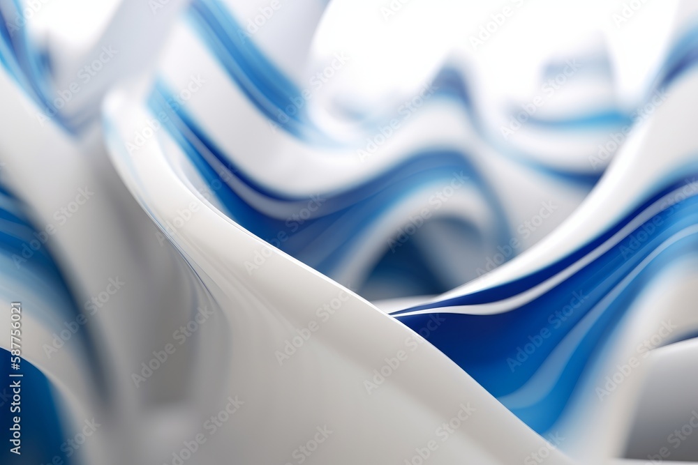 Dynamic Twisted Waves in Blue: A modern minimalist 3D-rendered ...