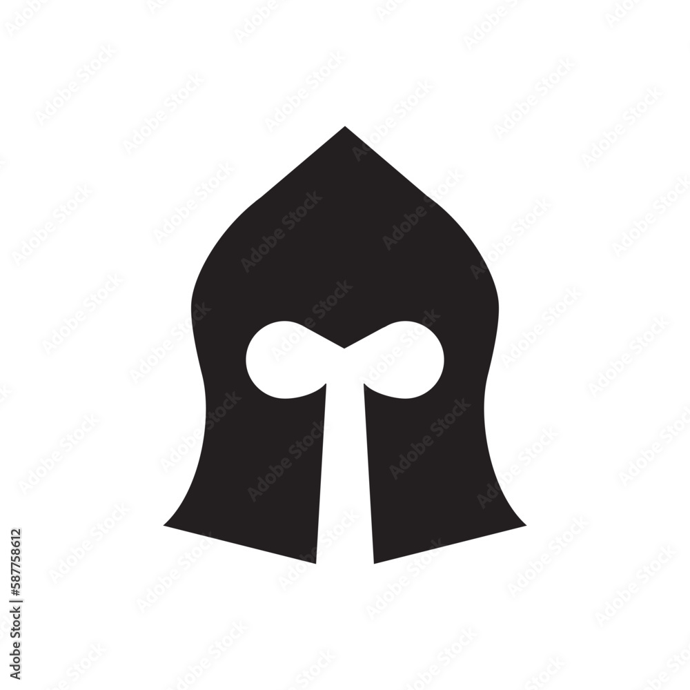 Helmet vector icon. Warrior helmet icon. Knight helmet armour flat sign ...
