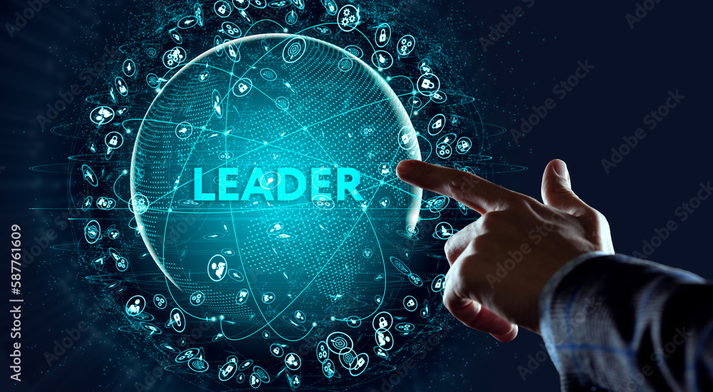 Successful team leader. Business leadership concepts. A successful team ...