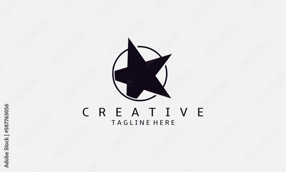 logo design template. star logo that is coming out of the circle ...