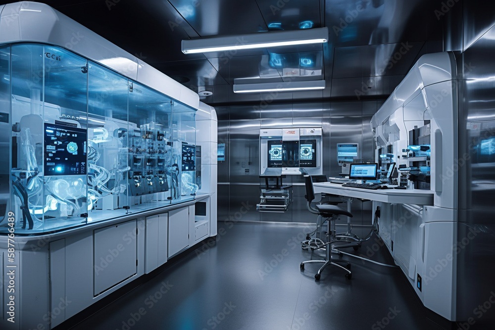 Futuristic Medical Screening Laboratory with Robotic Automation and ...