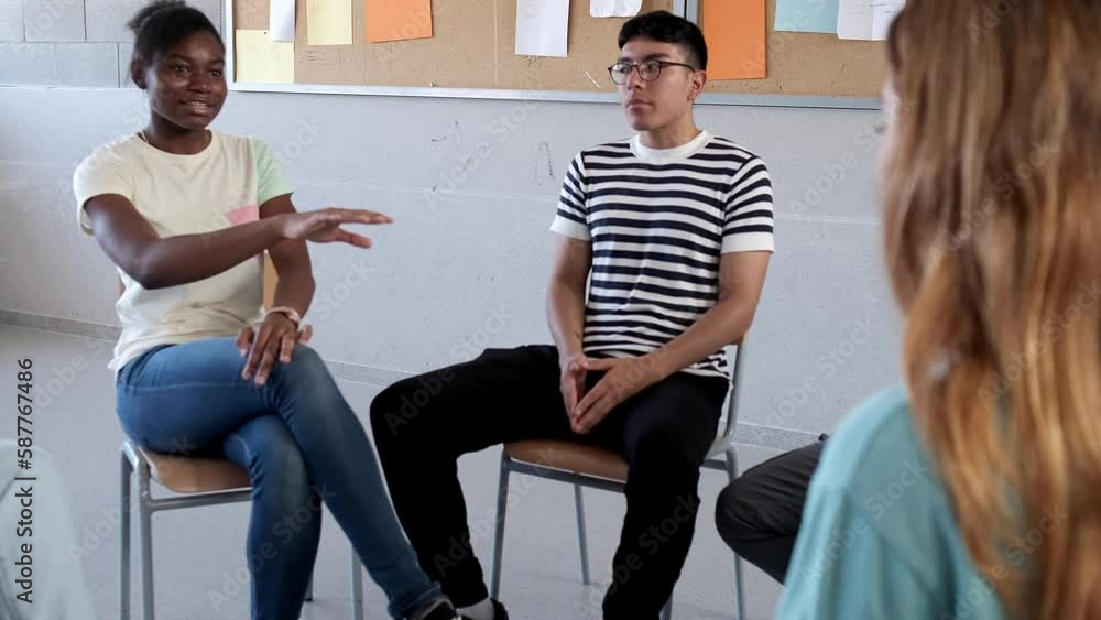 Black female teen high school student fighting over personal problem ...