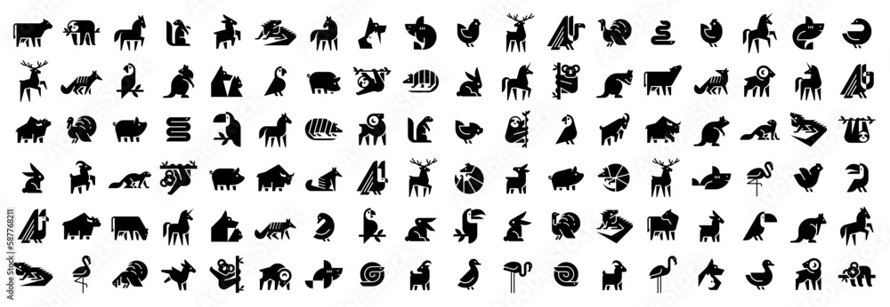 Animals logos collection. Animal logo set. Geometrical abstract logos ...