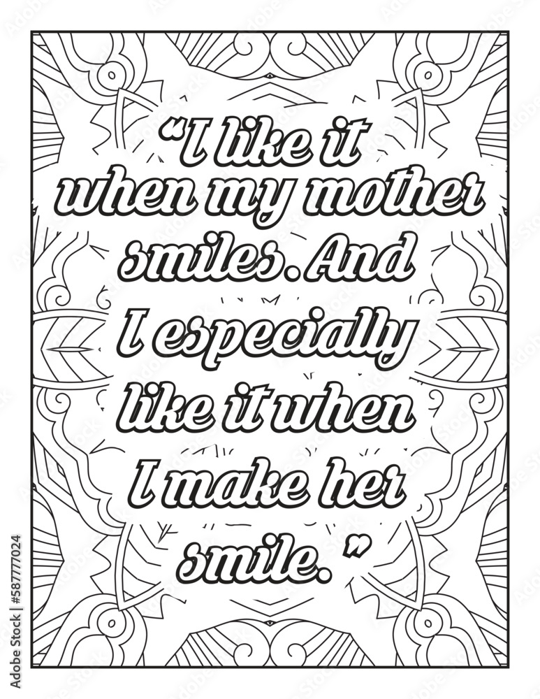 Vetor de Mother Quotes, Mothers day, Quotes coloring Book pages. Hand ...