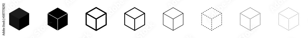 Cube vector icon set. 3d cube symbols on white background for web and ...