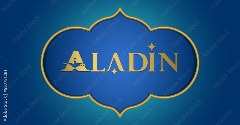 Aladdin typography. Letter A logo with the Aladdin's magic lamp ...