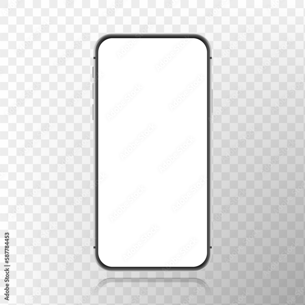 Smartphone screen frameless vector mockup isolated on white background ...