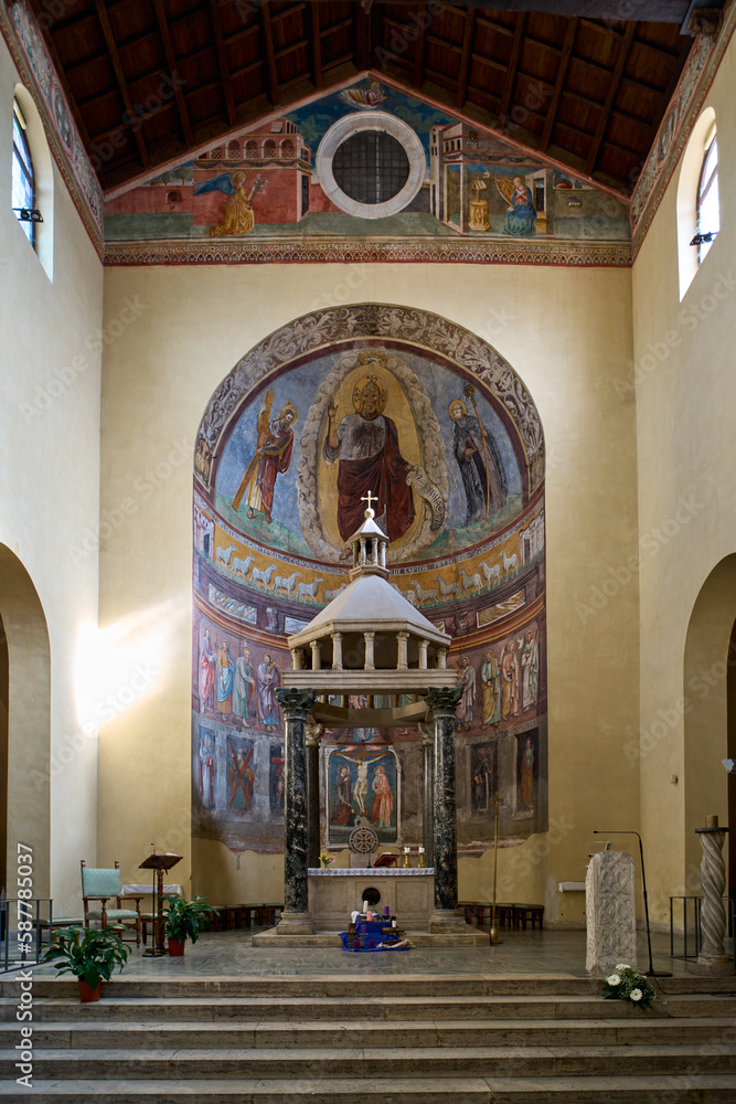 Poster The altar of the romanesque styled catholic church Basilica di ...