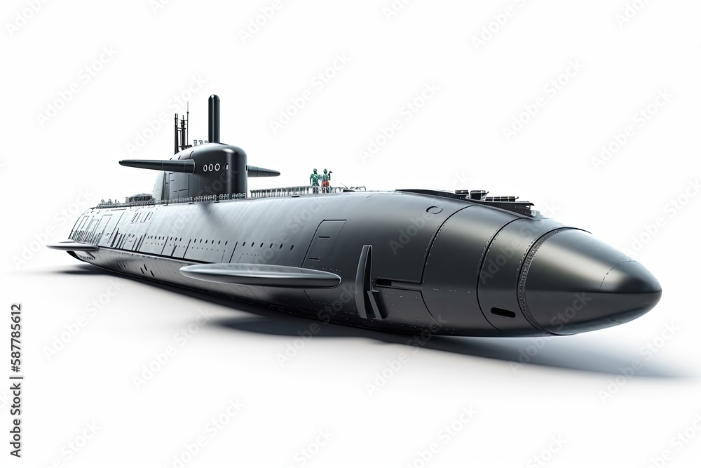 detailed model of a submarine on a plain white background. Generative ...