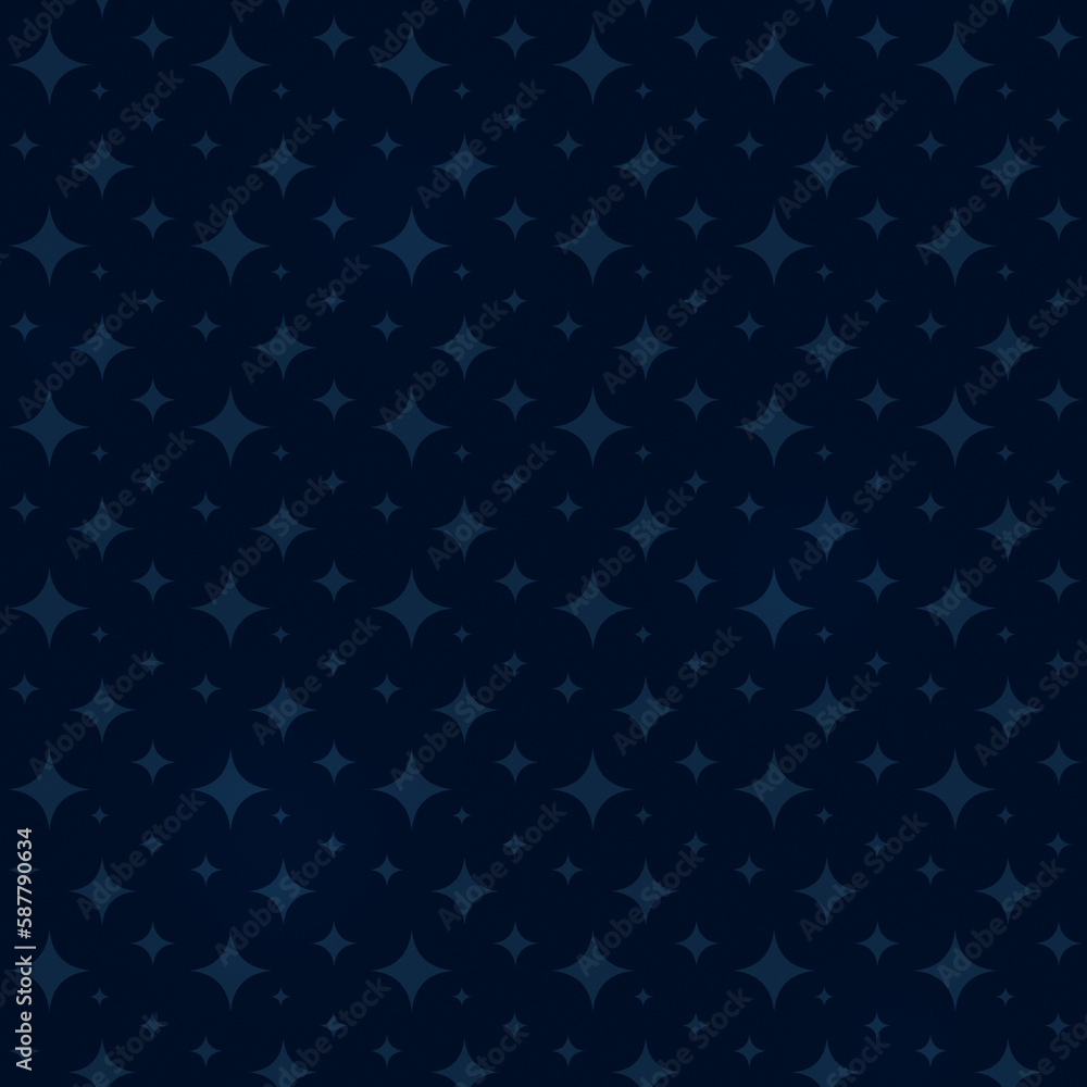 Seamless pattern of blue star shapes on dark blue background. Abstract ...