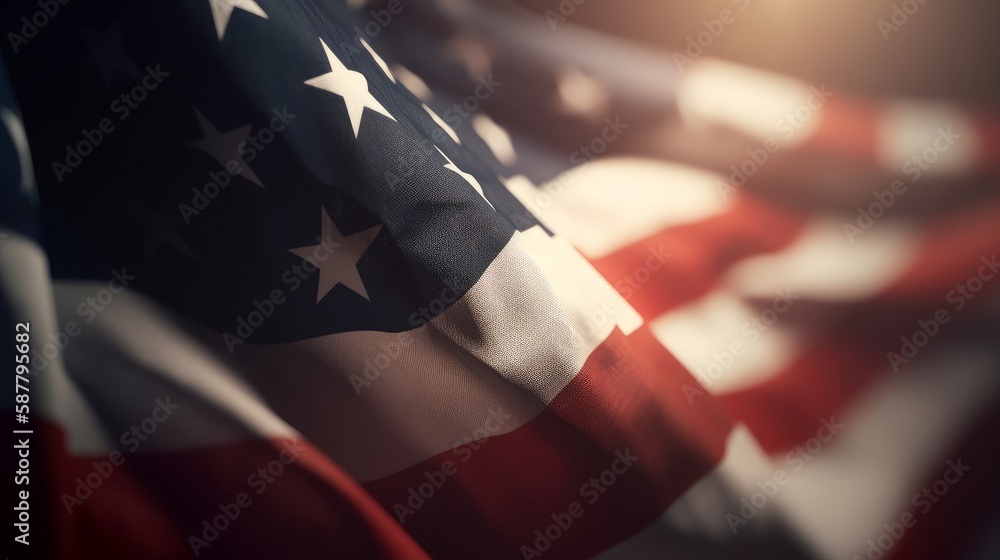 USA flag with bokeh blur background, Generative AI Stock Illustration ...