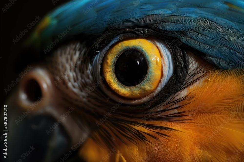 Eye Of Blue-and-yellow Macaw Also Known As The Blue-and-gold Macaw In ...
