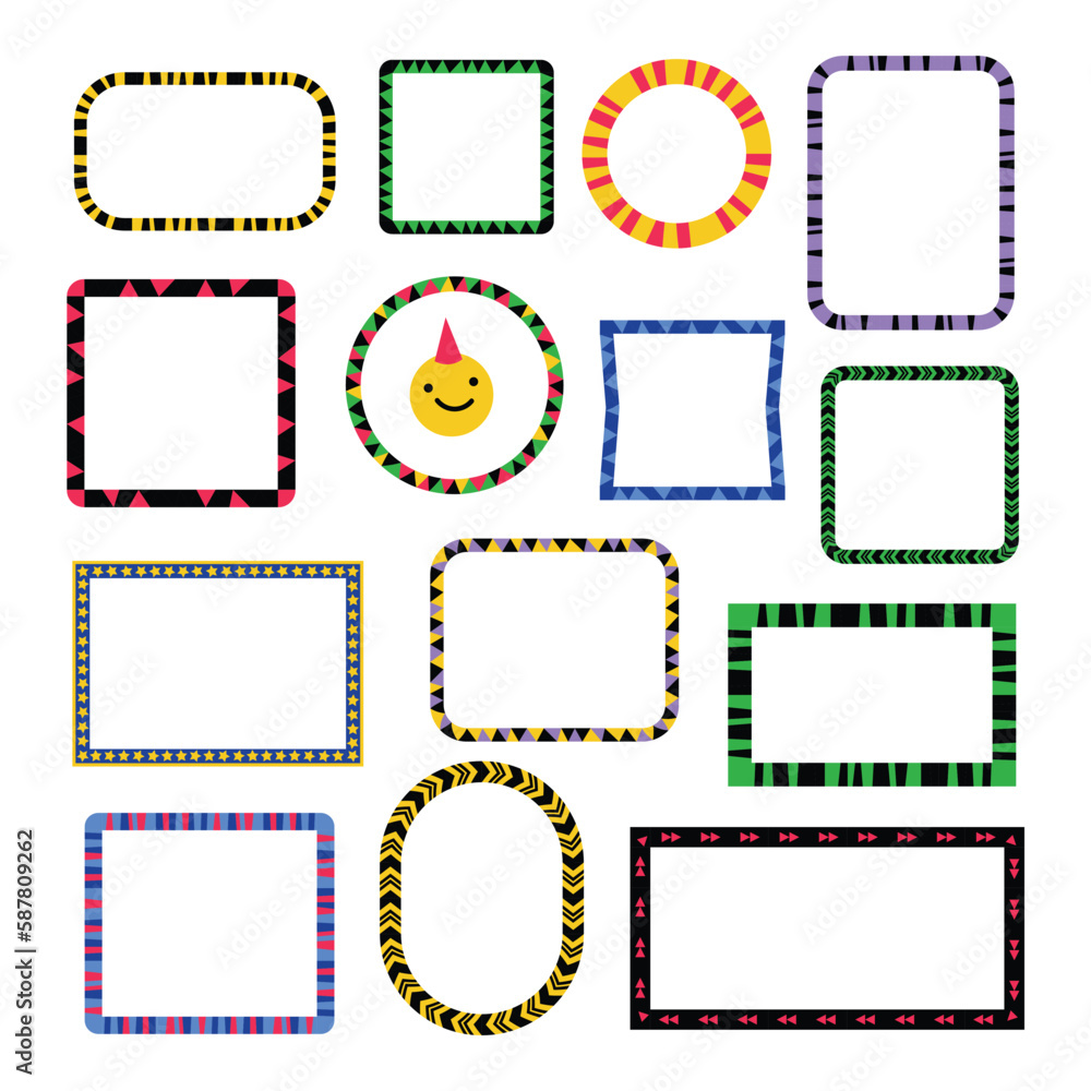 Cartoon frames vector collection isolated on white. Clip art for boys ...
