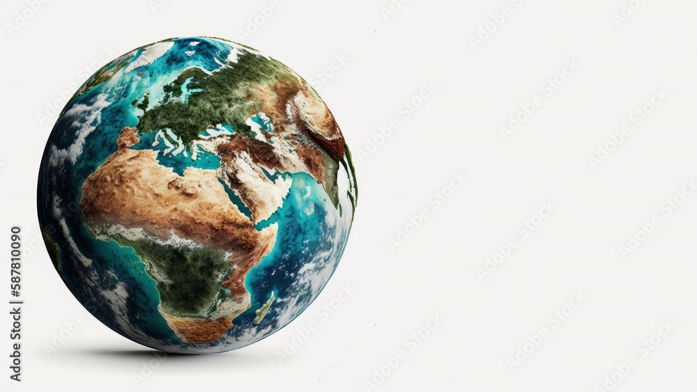 beautiful planet Earth on a white background, with an empty space ...