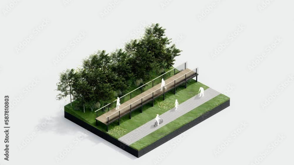 environment isometric park nature. isometric environmental sustainable landscape forest with ...