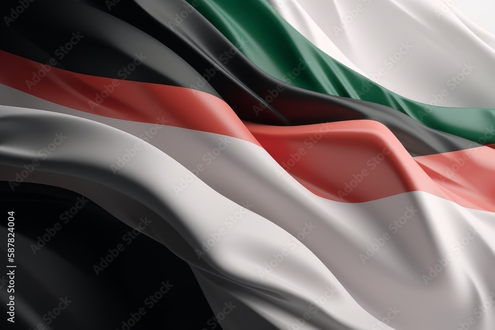 Smooth Twisted Waves of UAE Flag Colors in Modern Minimalist Design: 3D ...