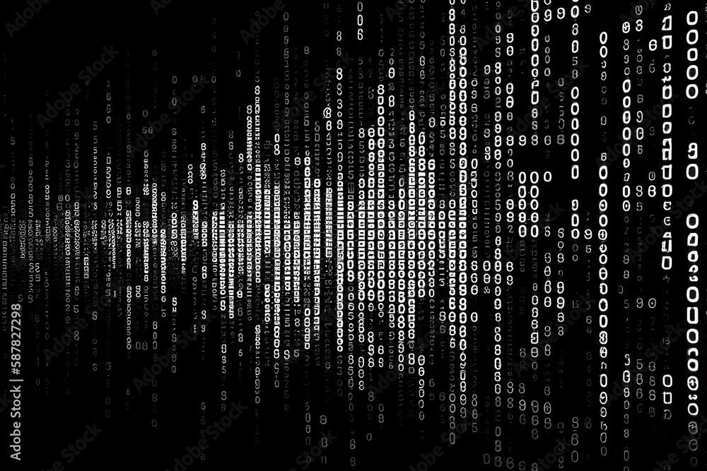 Binary computer matrix code data stream abstract background showing a coding transmission over ...