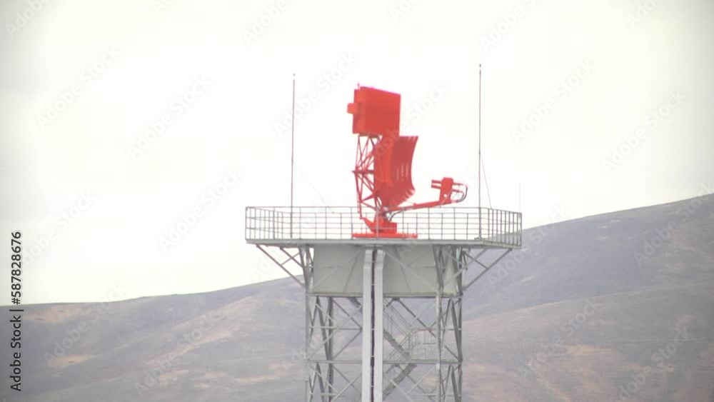 Airport radar tower, medium. Red rotating radar tower Stock ビデオ | Adobe ...