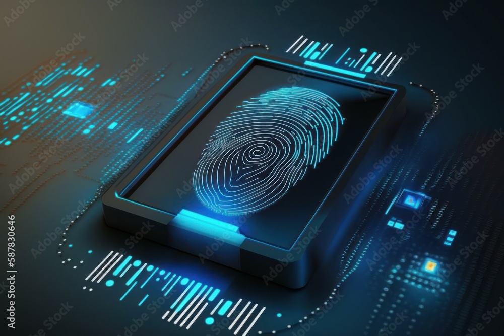 Digital biometri, security identify by fingerprint concept. Scanning ...