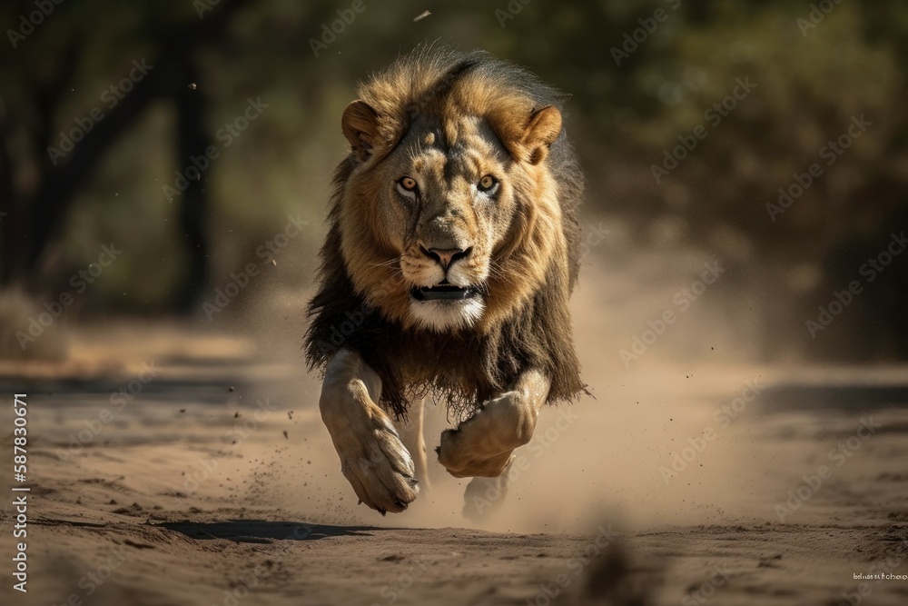 Beautiful lion in nature. The king of beasts concept. AI generated ...